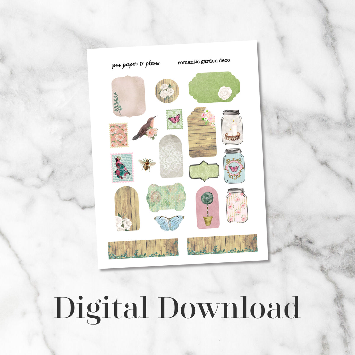 Romantic Garden Deco Printable – pen paper & plans