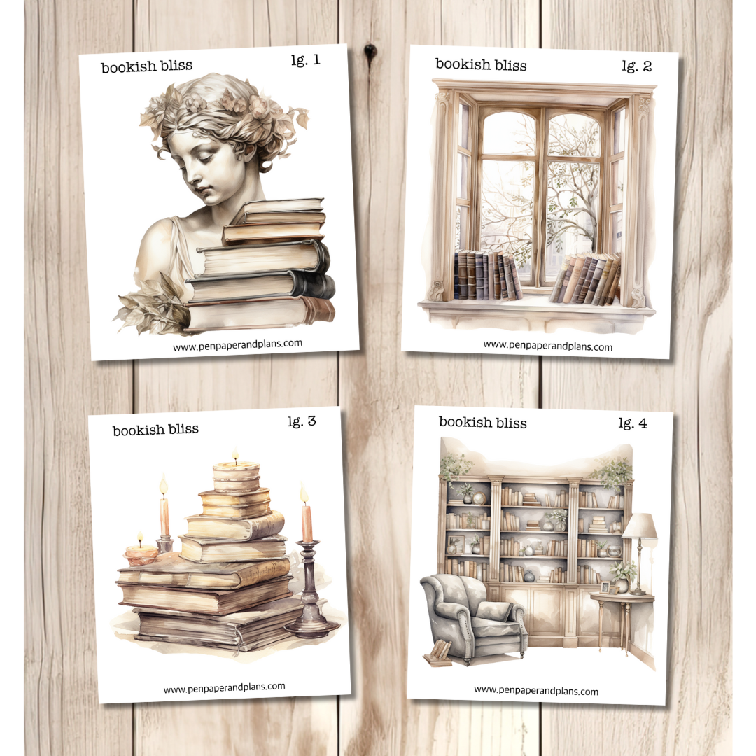 Bookish Bliss Large-ish Stickers – pen paper & plans
