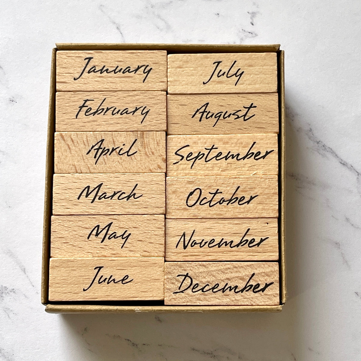 Months Wooden Block Stamps – pen paper & plans
