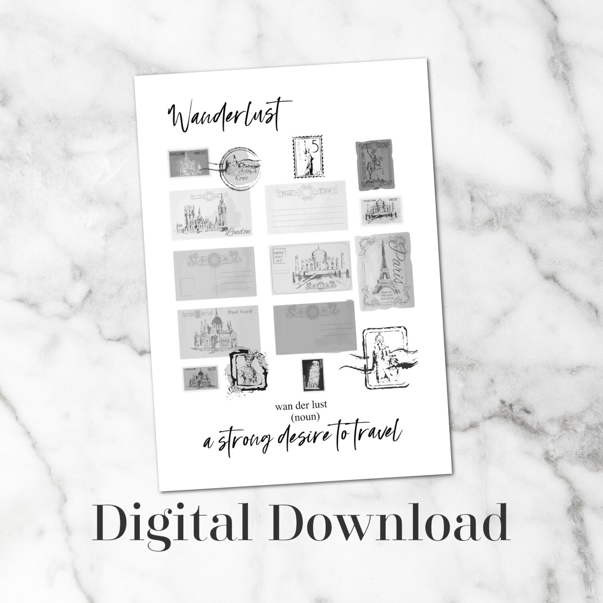 Wanderlust Definition Printable – pen paper & plans